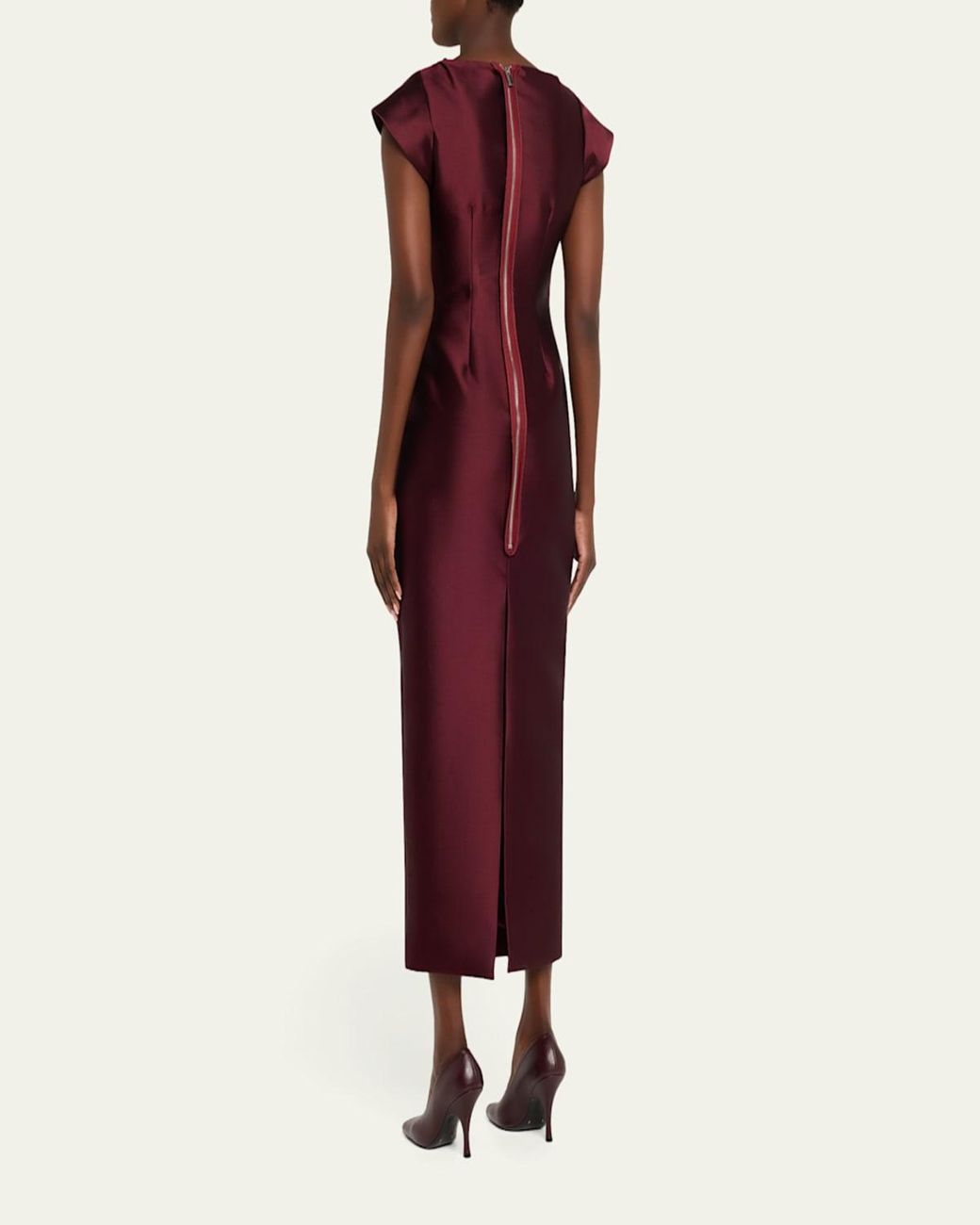 Christopher John Rogers Peel Cap-Sleeve Sheath Midi Dress in Red | Lyst