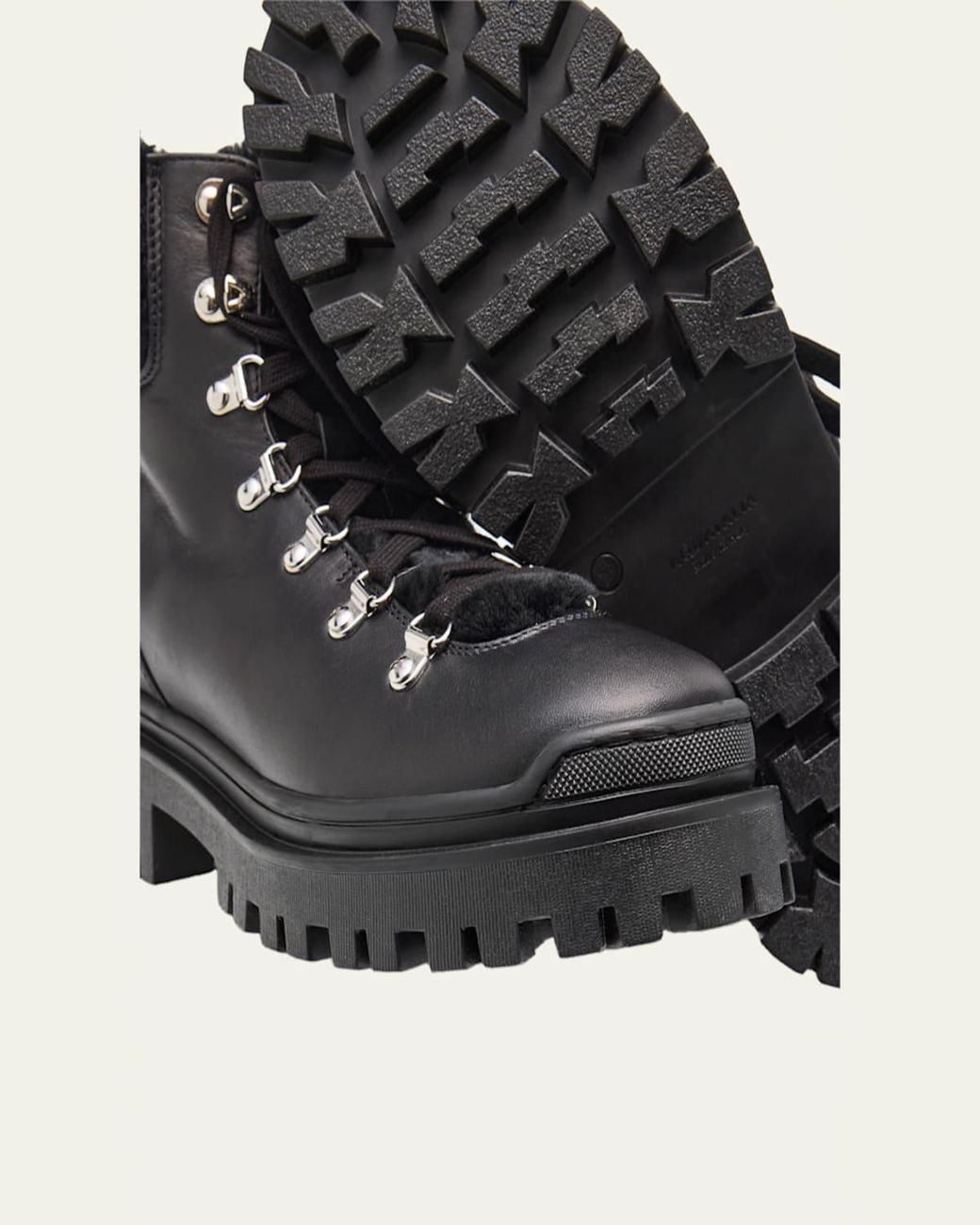 Aquatalia Coralie Leather & Shearling Hiking Boots in Black | Lyst