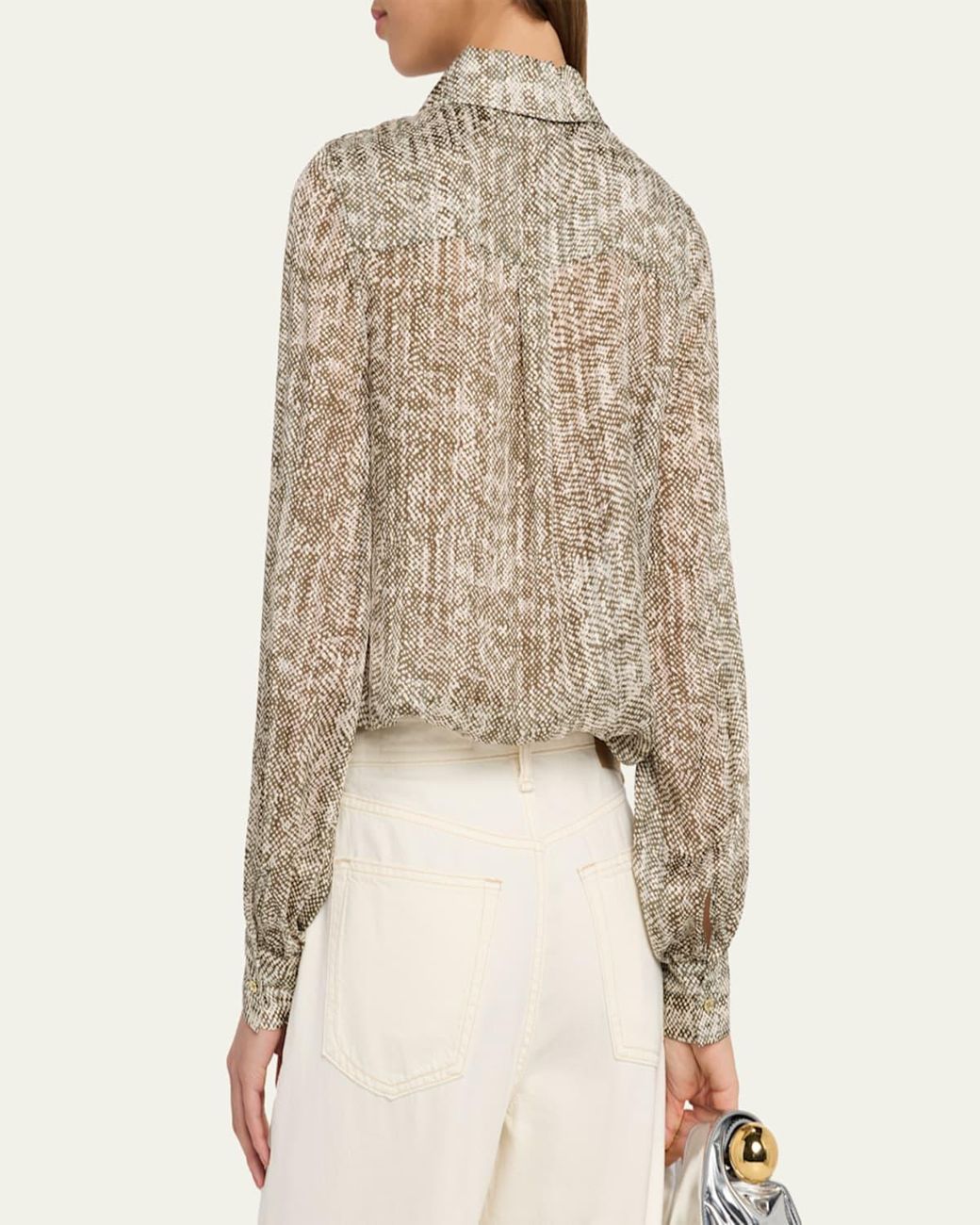 Ramy Brook Pauline Button-Front Silk Blouse in Natural | Lyst