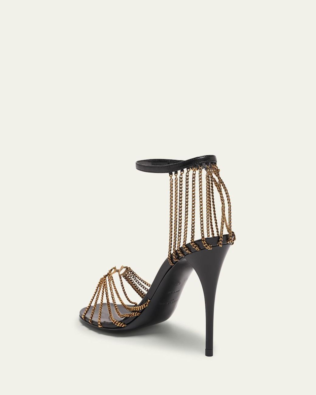 Saint Laurent Babylone Strappy Chain Ysl Stiletto Sandals in White | Lyst
