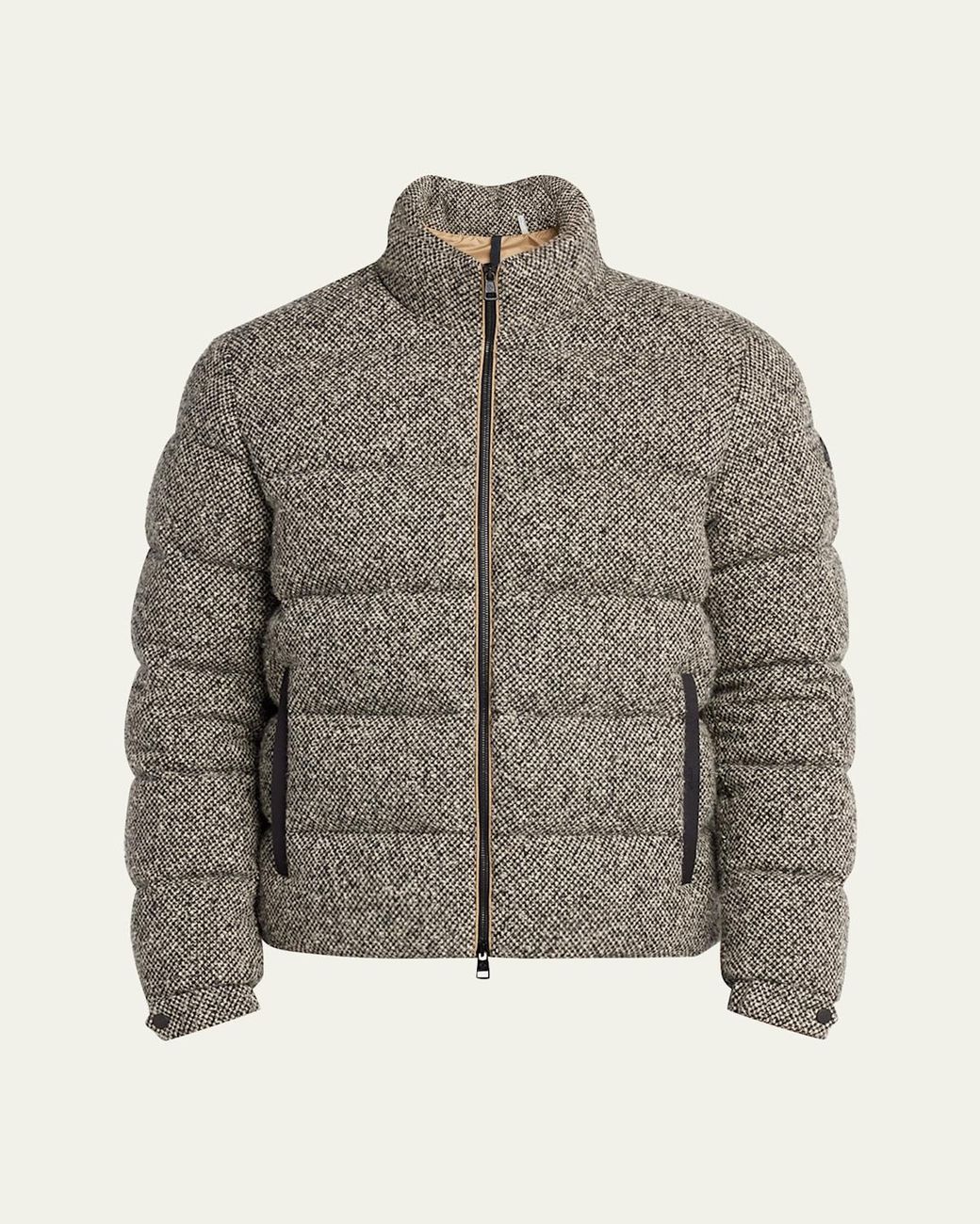 Moncler Wool Melange Quilted Down Jacket in Gray for Men | Lyst