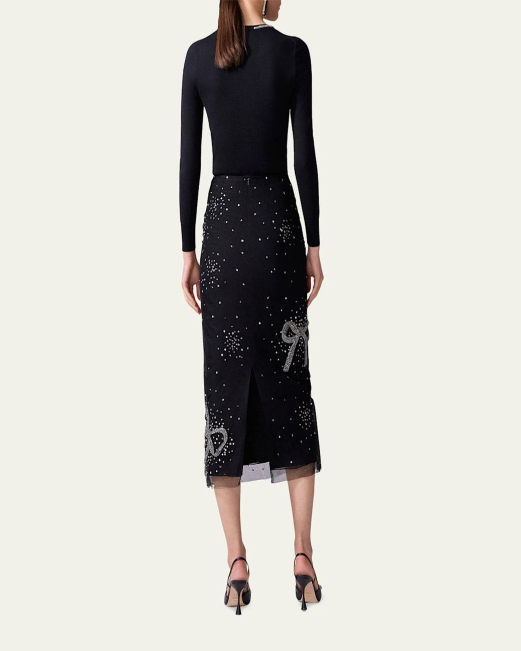 Carolina Herrera Bow Embellished Midi Skirt in Black | Lyst