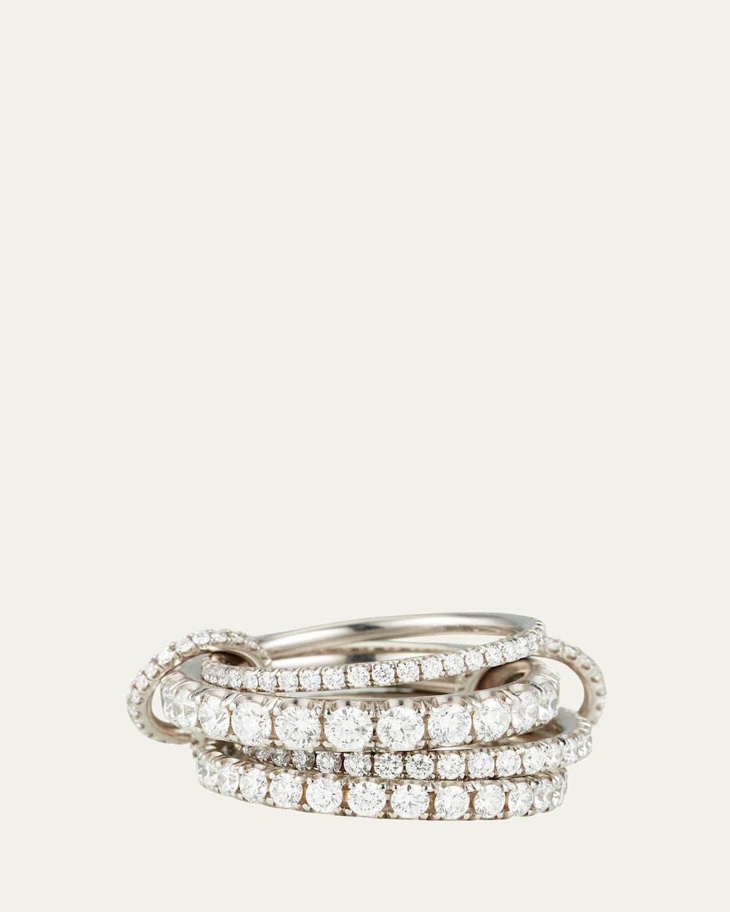 Spinelli Kilcollin Alix Blanc 18K 4-Link Pavé Diamond Ring in Natural | Lyst