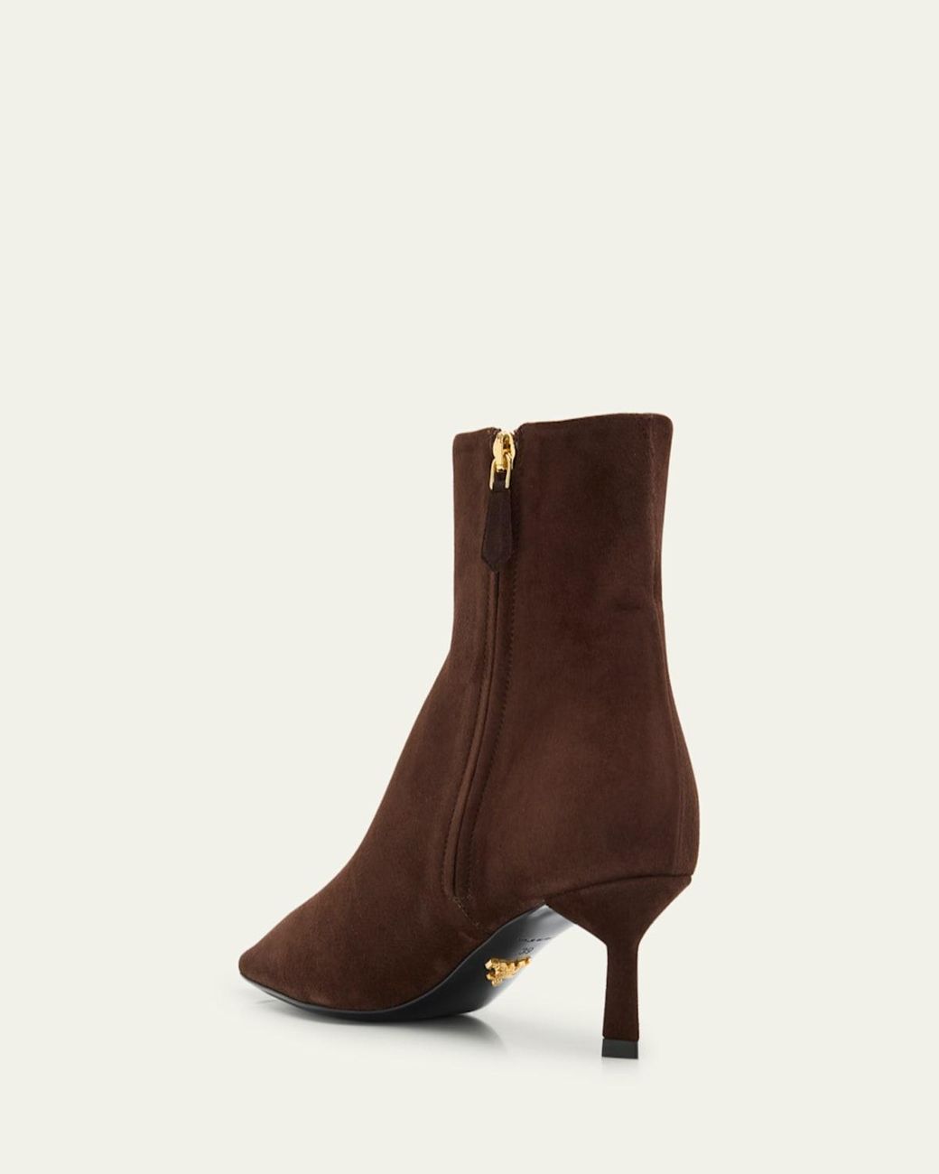 Prada 55Mm Triangle Suede Ankle Booties in Brown | Lyst