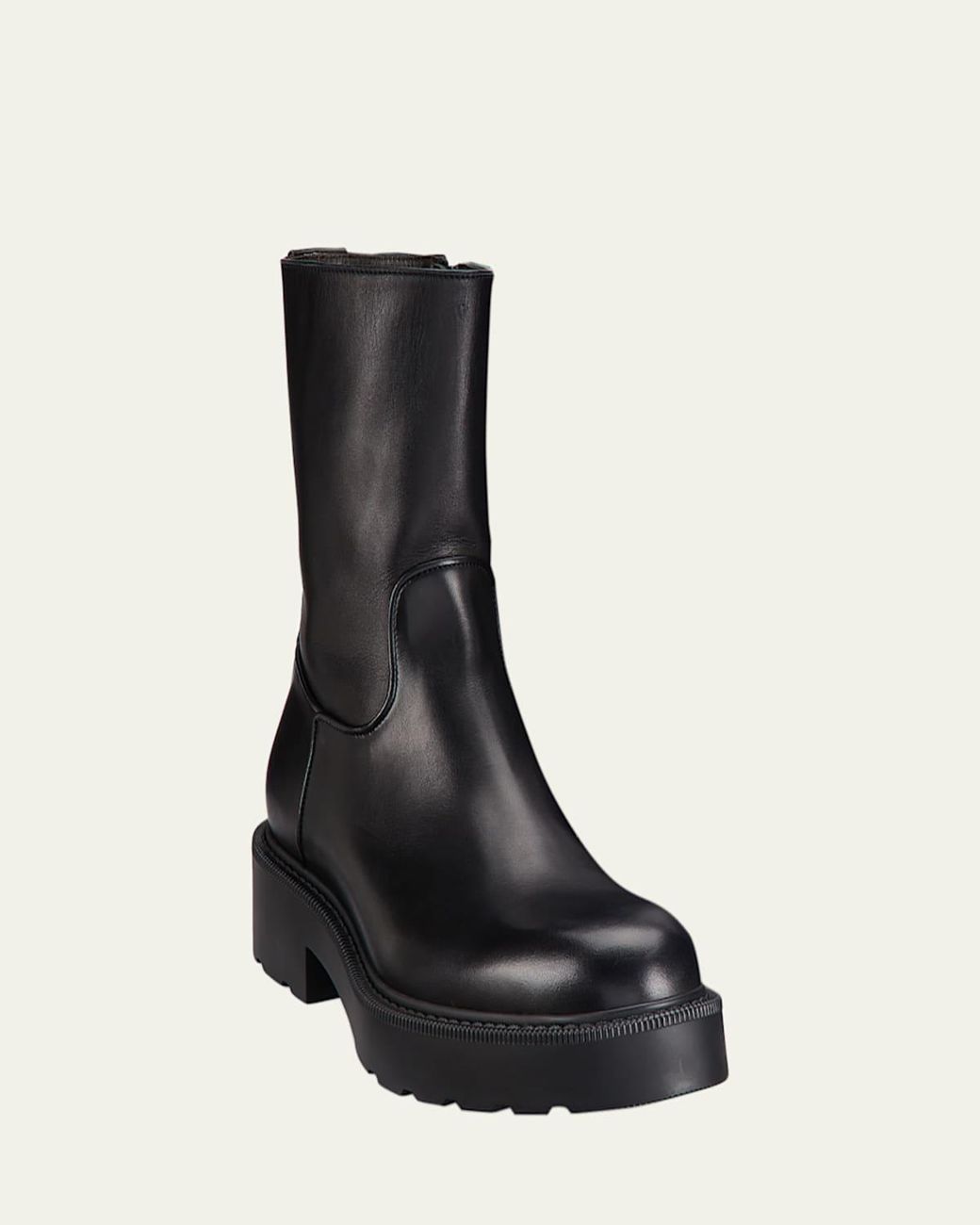 The Row Leather Short Moto Boots in Black | Lyst