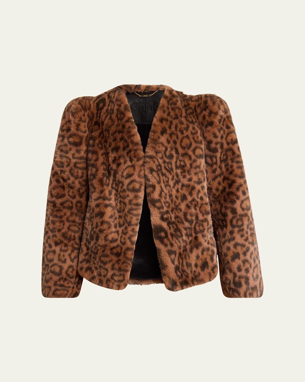 Chloé Leopard-Print Faux-Fur Puff-Sleeve Coat in Brown | Lyst