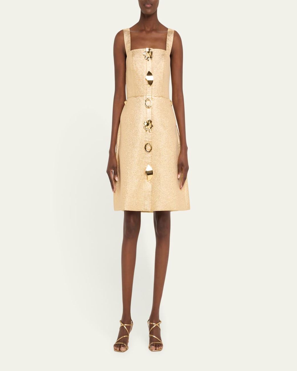 Harbison Quantum Metallic Embellished Mini Dress in Natural | Lyst