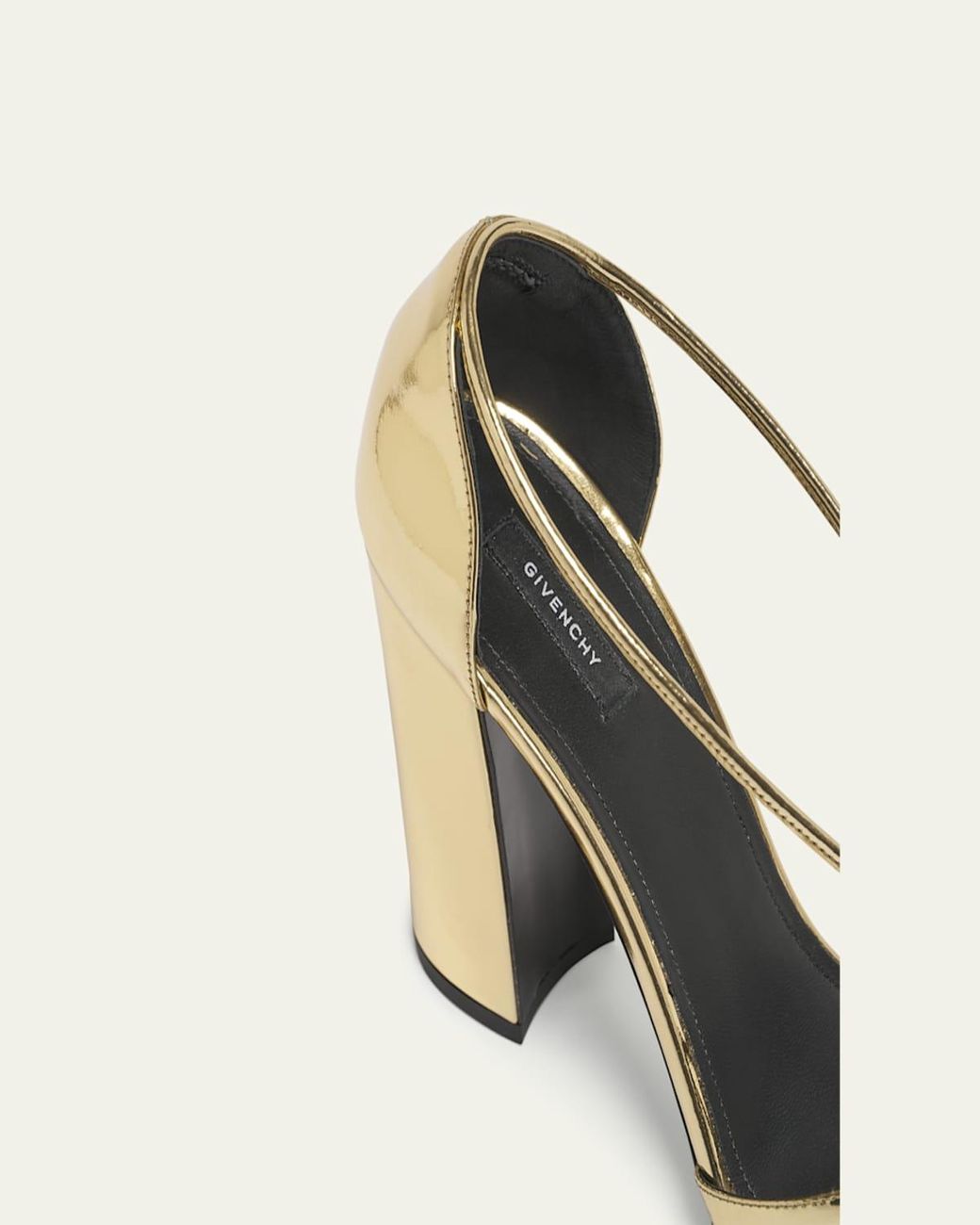 Givenchy Metallic Leather Dual-Strap Block-Heel Sandals in Natural | Lyst
