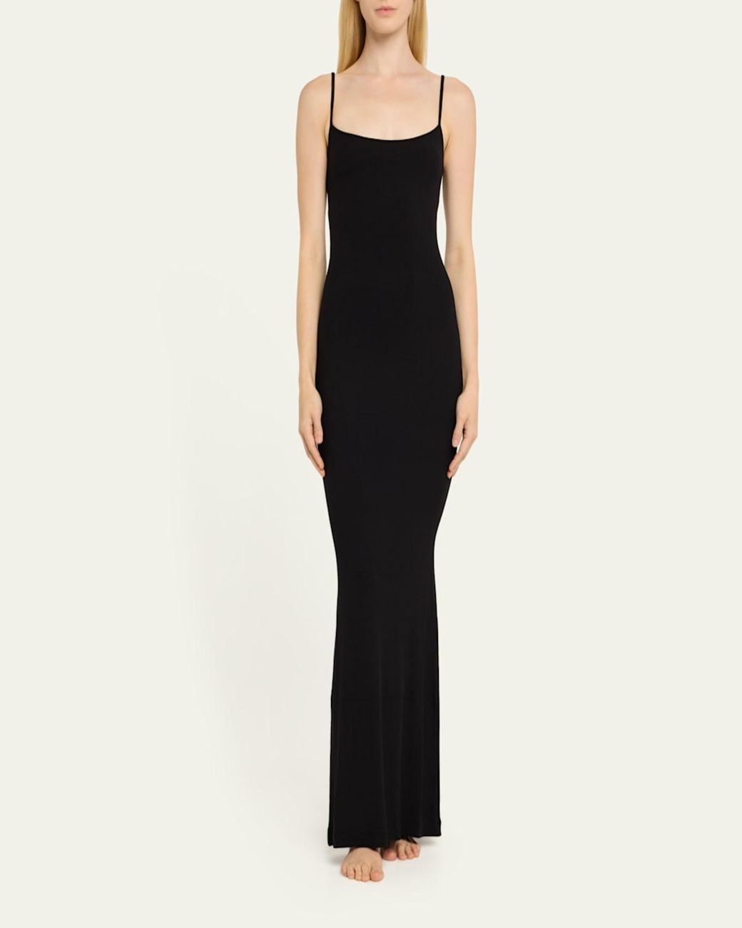 Skims Soft Lounge Ribbed Maxi Slip Dress in Black | Lyst