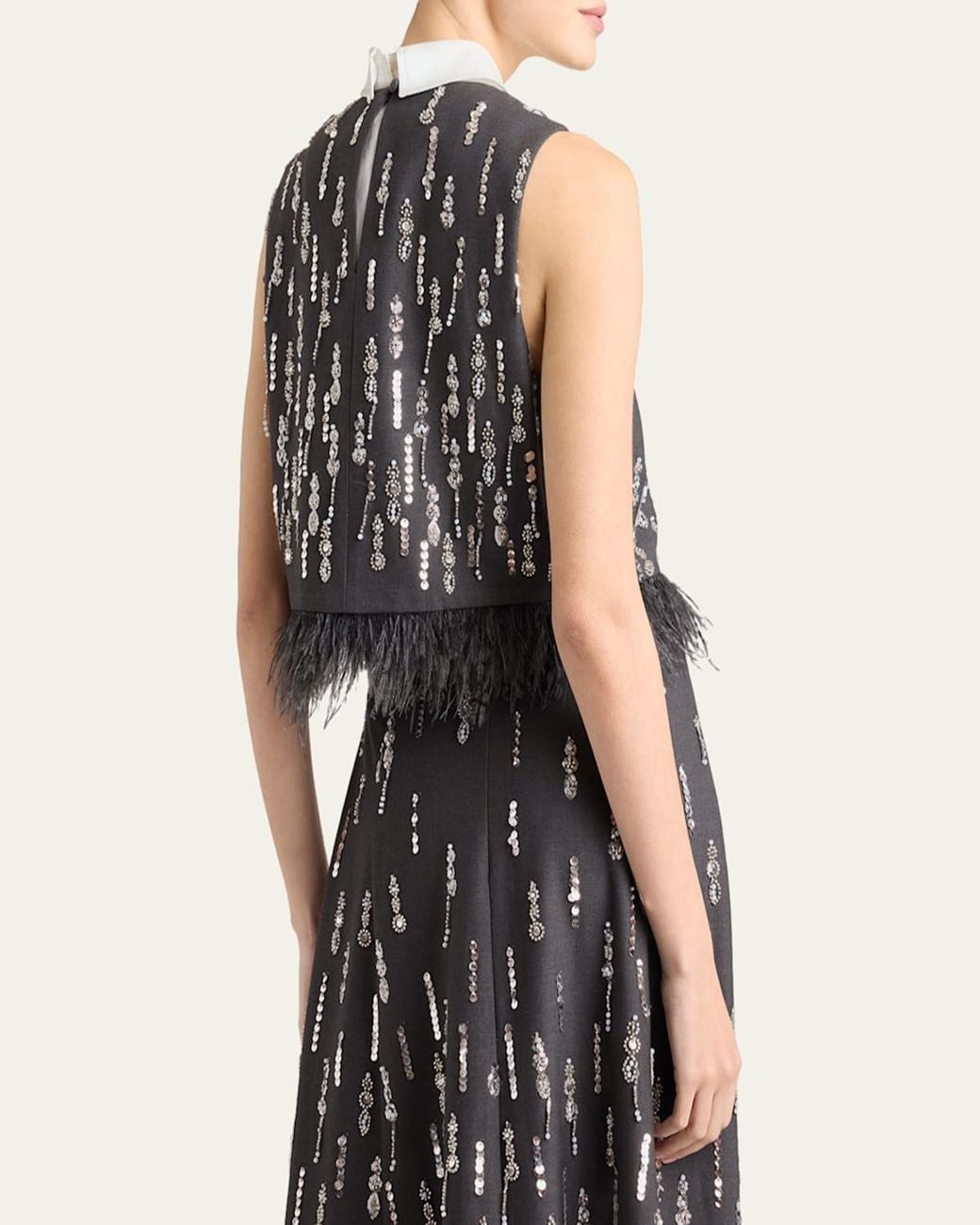 Cinq À Sept Selene Embellished Crop Top in Black | Lyst