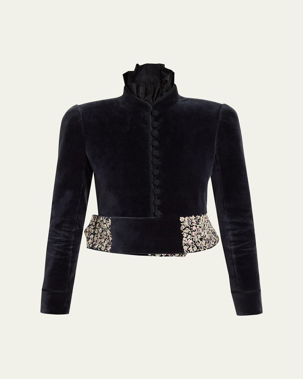 Chloé Spencer Embroidered-Belt Velvet Crop Jacket in Blue | Lyst