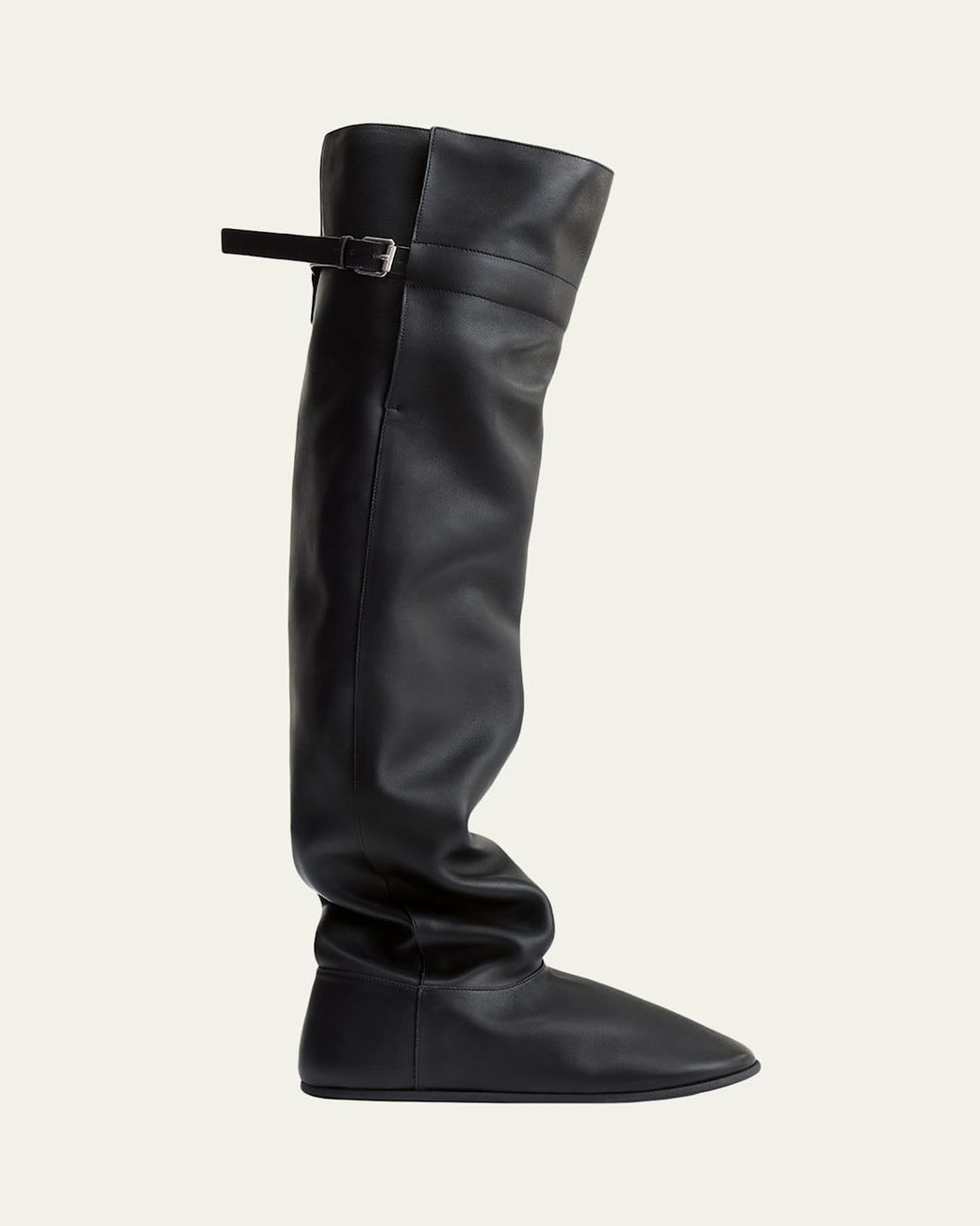 Christen Big Shearling-Lined Leather Over-The-Knee Boots in Black | Lyst