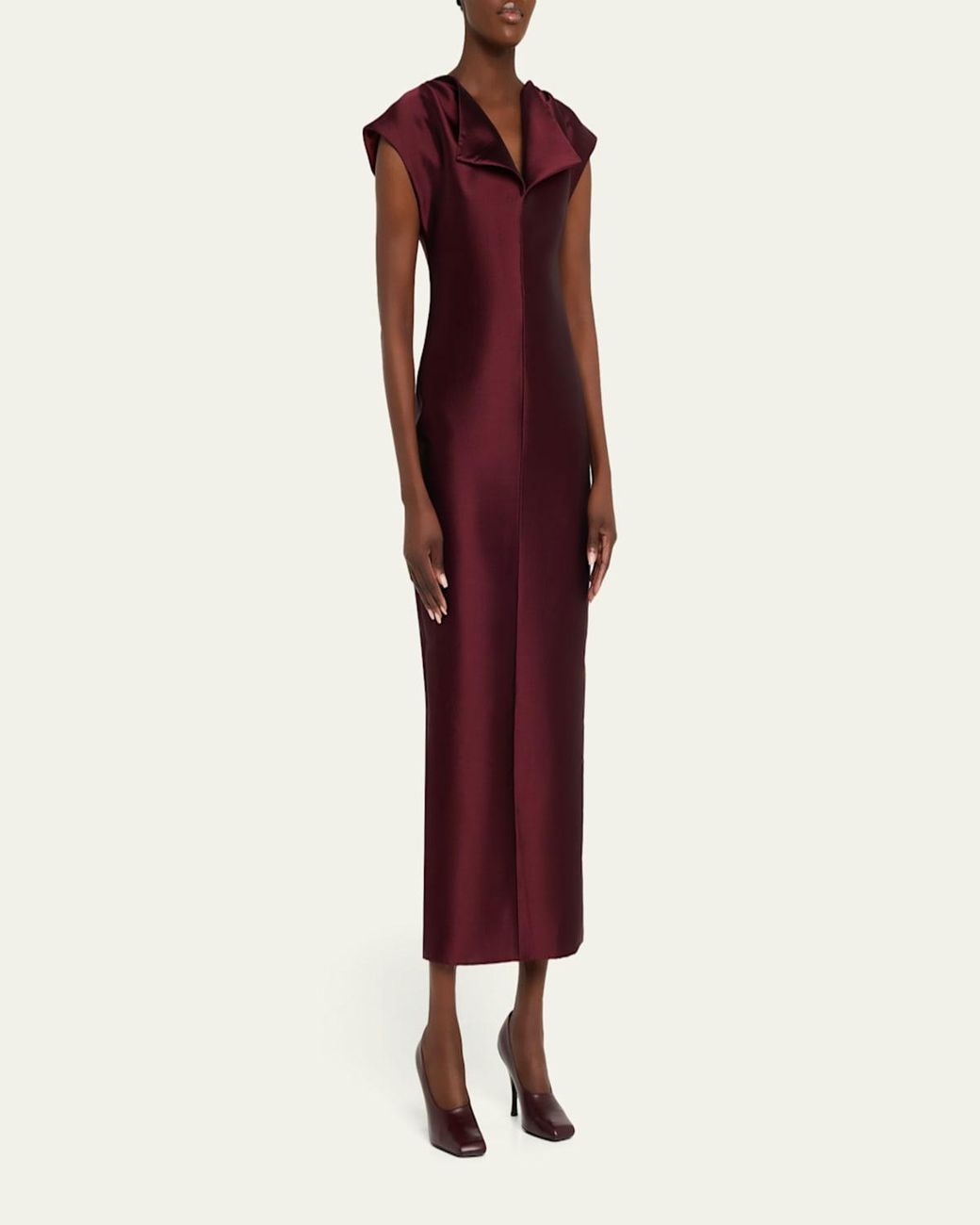 Christopher John Rogers Peel Cap-Sleeve Sheath Midi Dress in Red | Lyst