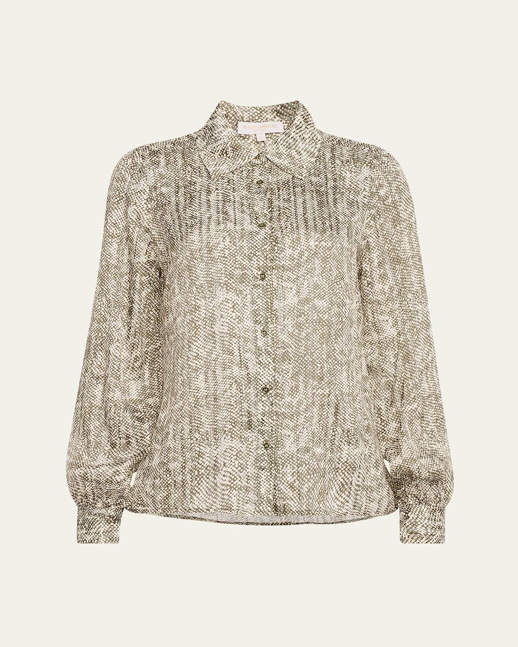 Ramy Brook Pauline Button-Front Silk Blouse in Natural | Lyst