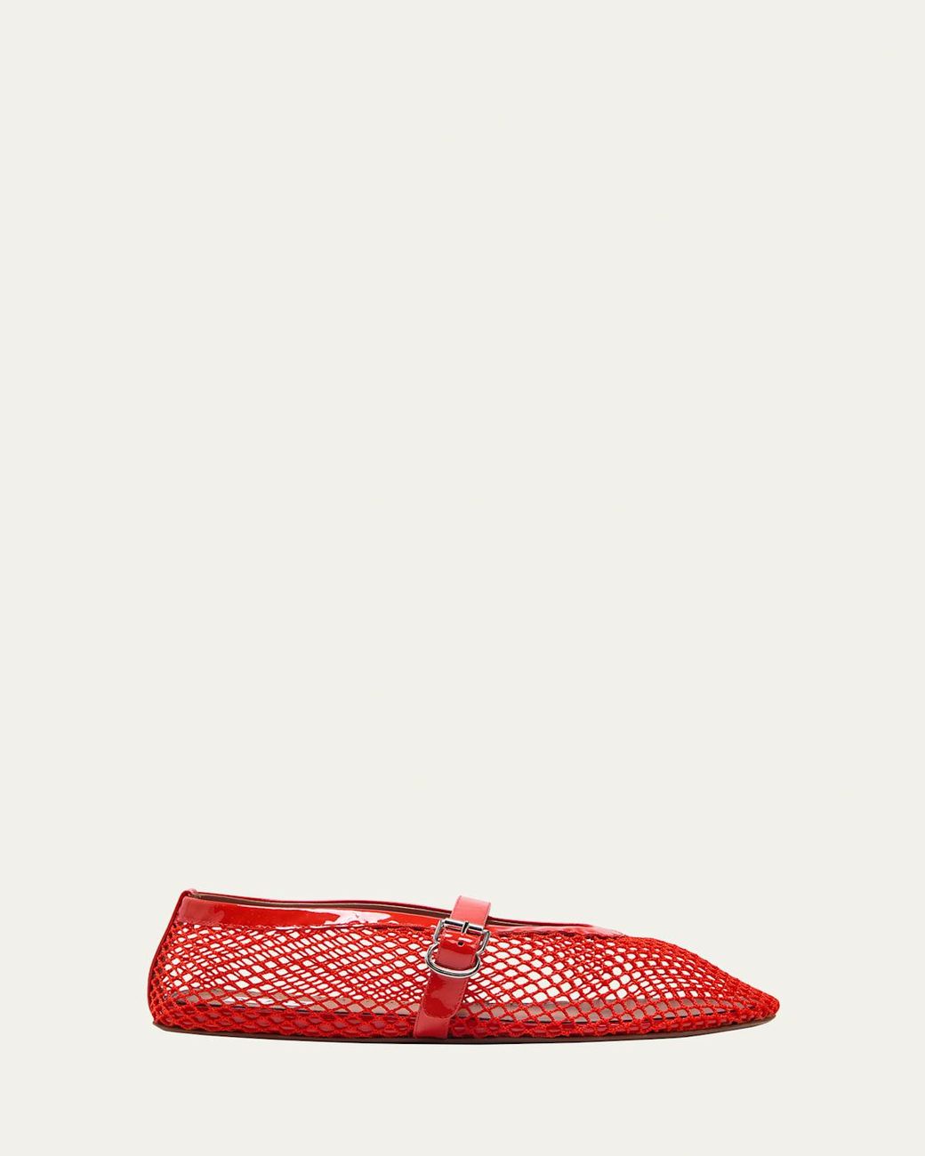 Alaïa Orange Fishnet Mary Jane Flats in Red | Lyst