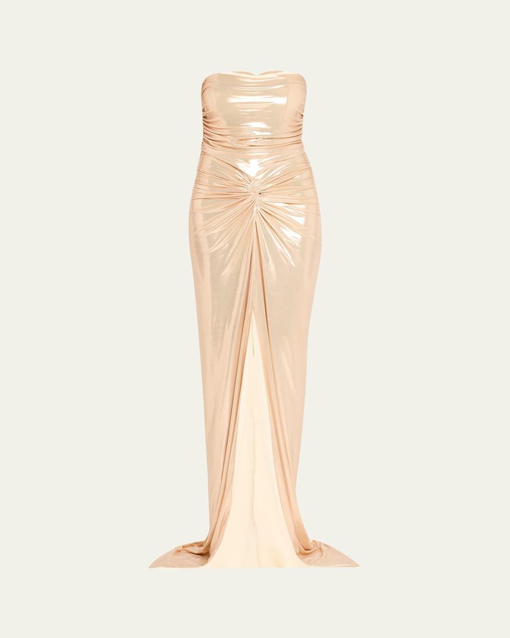 retroféte Maytal Metallic Strapless Gown in Natural | Lyst