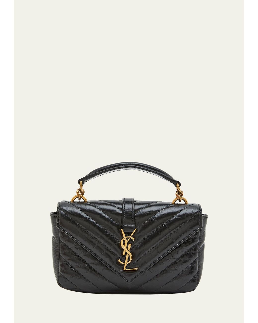 Saint Laurent College Mini Ysl Quilted Crossbody Bag in Black | Lyst