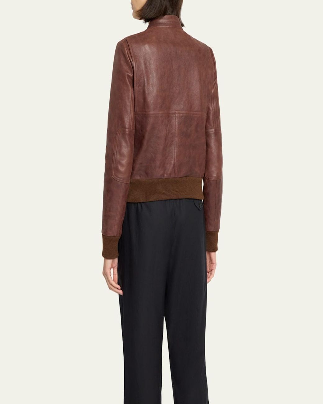 The Row Bader Leather Aviator Jacket in Red | Lyst
