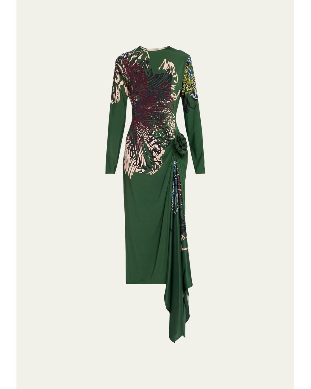 Silvia Tcherassi Ananya Floral Midi Dress In Green Lyst