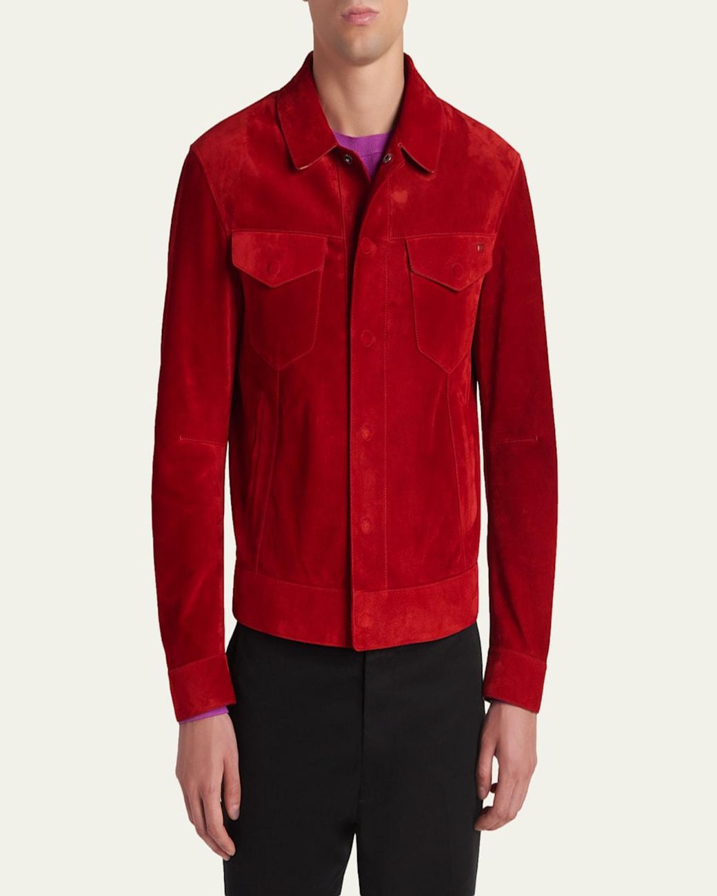 Tom Ford Suede Snap-Front Western Jacket in Red for Men | Lyst