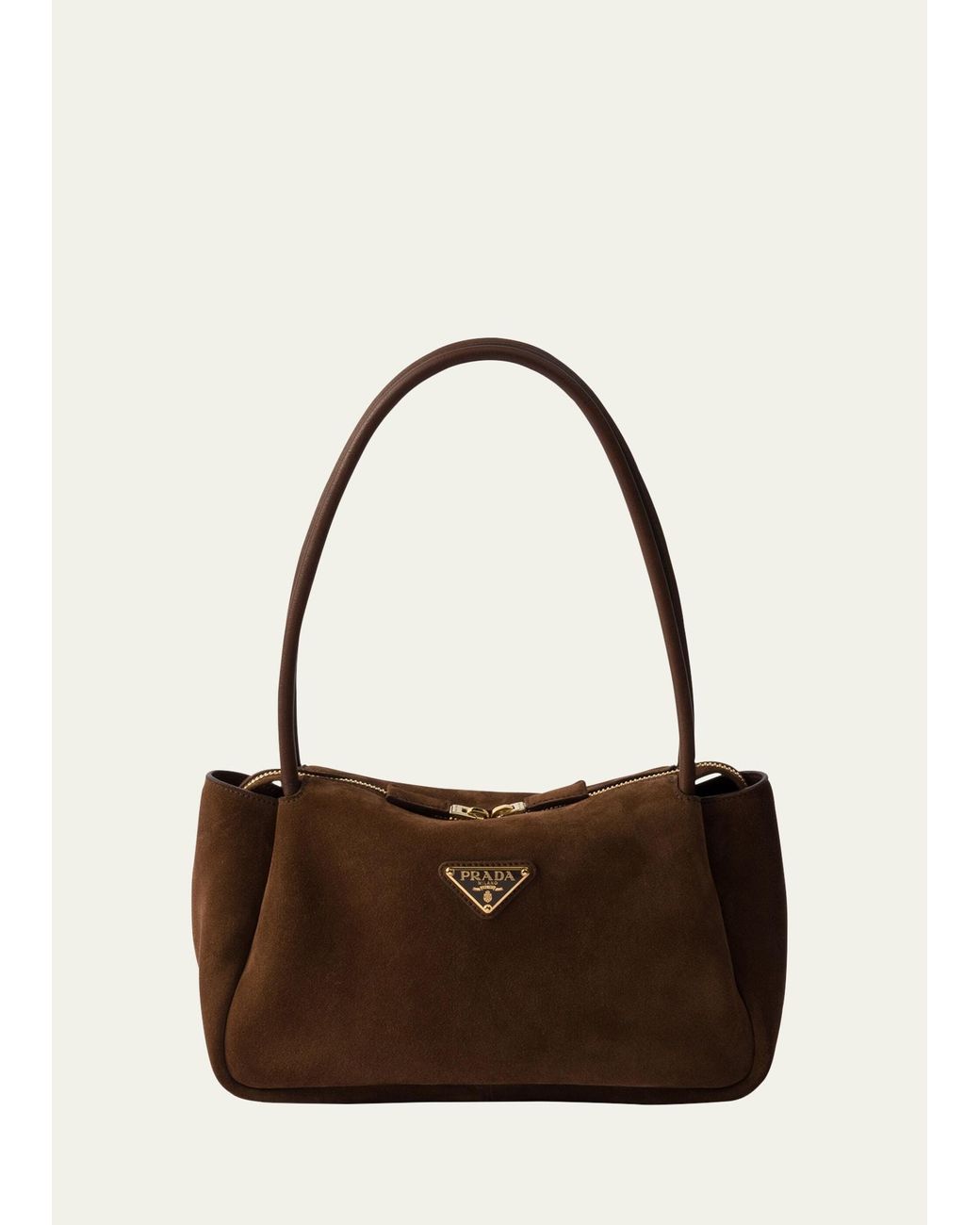 Prada Zip Suede Shoulder Bag | Lyst