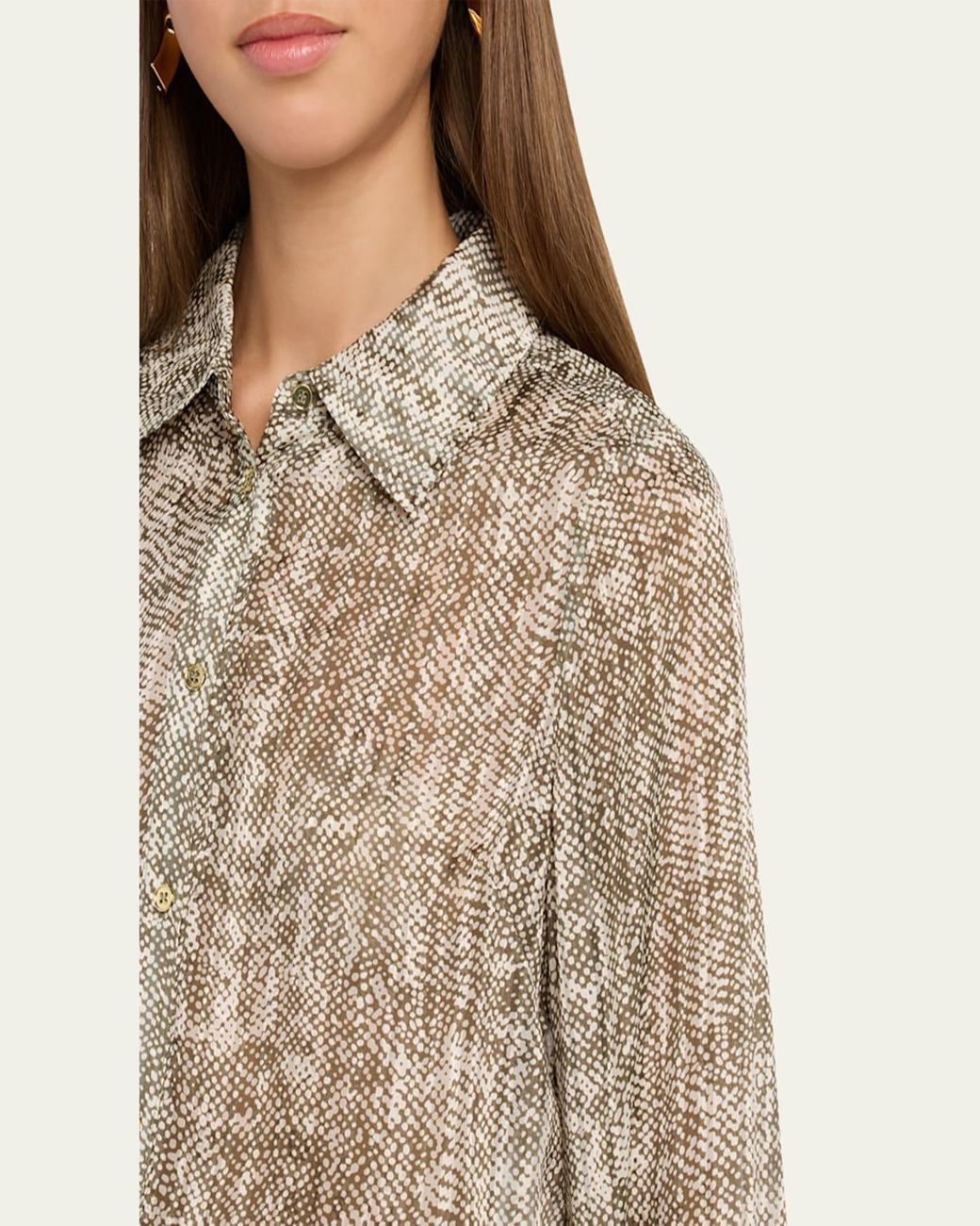 Ramy Brook Pauline Button-Front Silk Blouse in Natural | Lyst