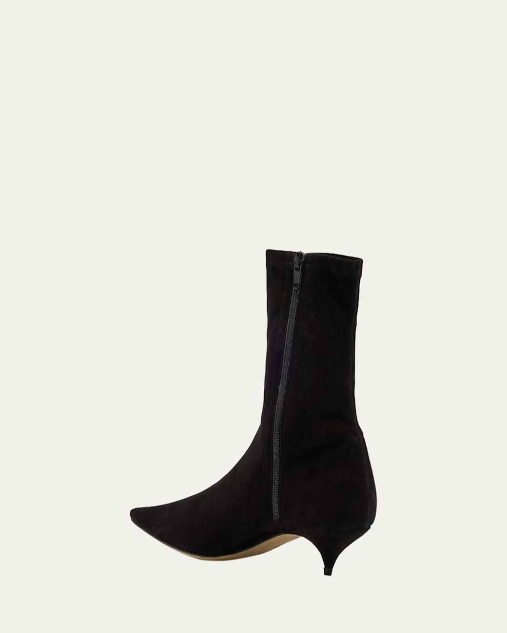 The Row Liisa Suede Kitten-heel Booties in White | Lyst