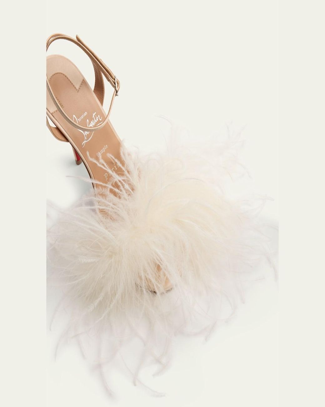 Christian Louboutin 100Mm Miss Z Poupi Silk Feather Pumps in Natural | Lyst