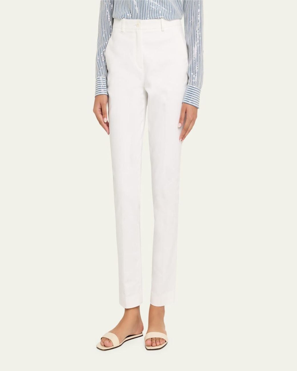 Michael Kors Samantha Slim Double Crepe Pants in Natural | Lyst