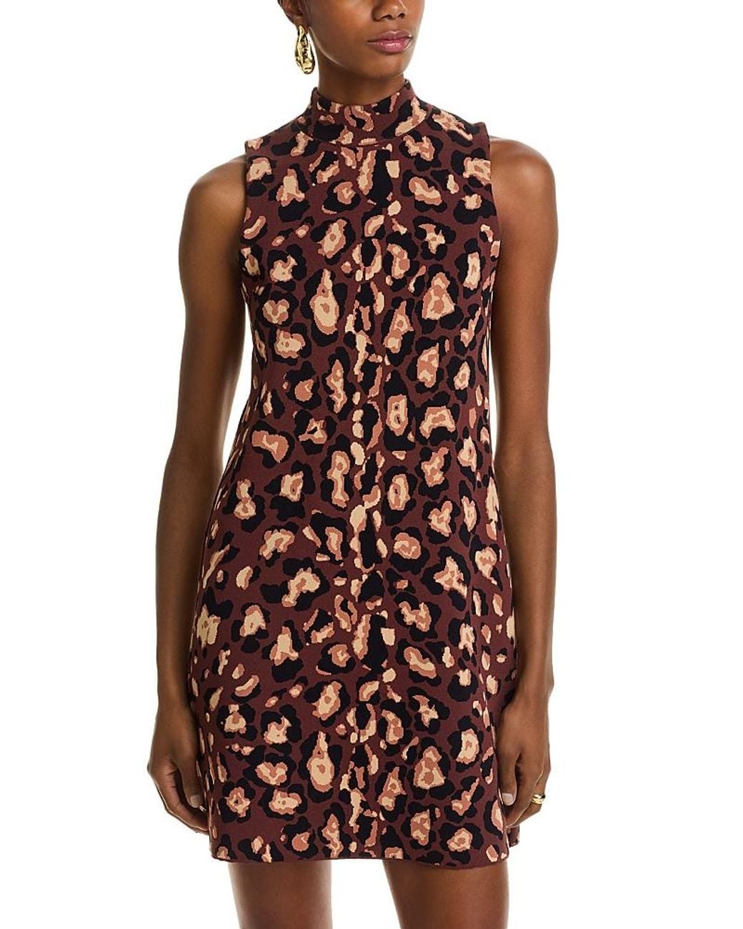 Cara Cara Myrtle Mock Neck Dress in Brown | Lyst