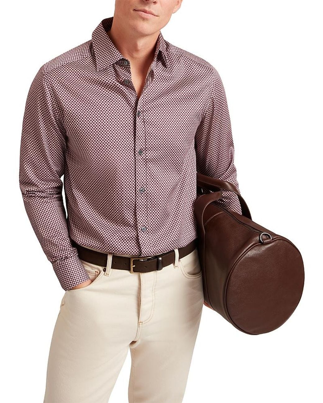 Ted Baker Jozef Slim Fit Mini Geo Print Cotton Shirt in Purple for Men ...
