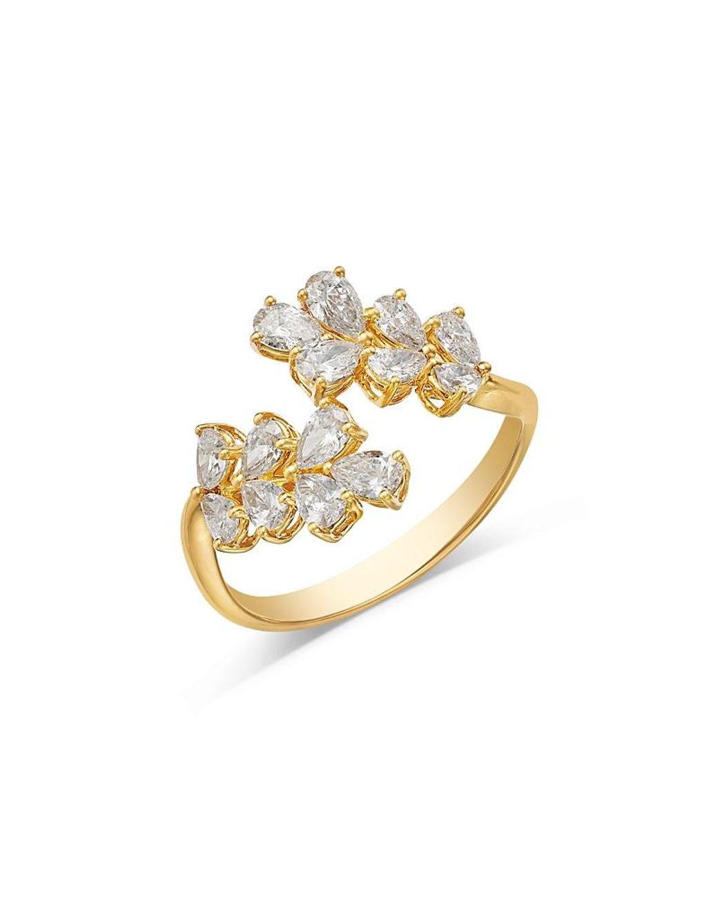 Bloomingdale's Fine Collection Diamond Pear Leaf Inspired Bypass Ring ...