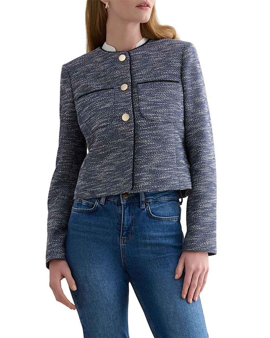 Hobbs Aleena Tweed Jacket in Blue | Lyst