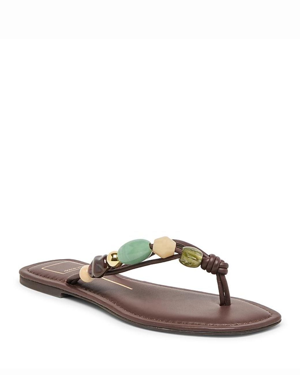 Dolce Vita Cely Embellished Thong Sandals in Brown | Lyst