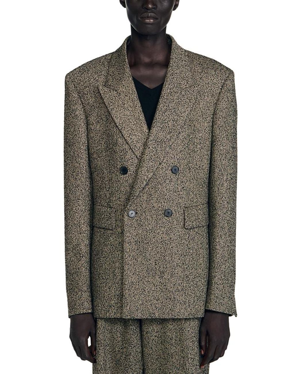 Sandro Tweed Suit Classic Fit Jacket in Gray for Men | Lyst