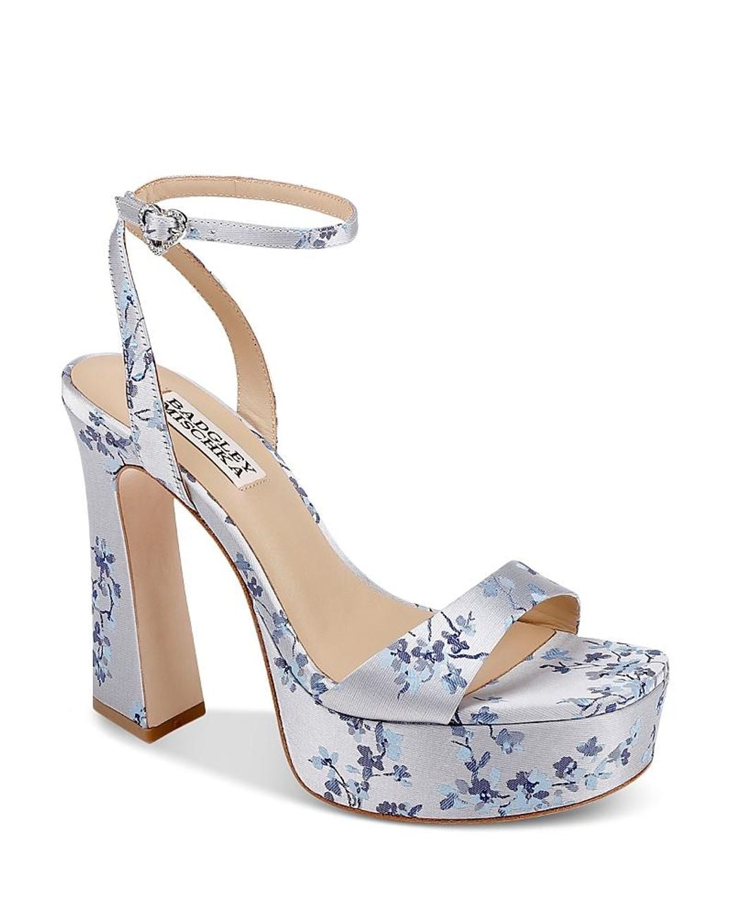 Badgley Mischka Caia Square Toe High Heel Platform Sandals in White | Lyst