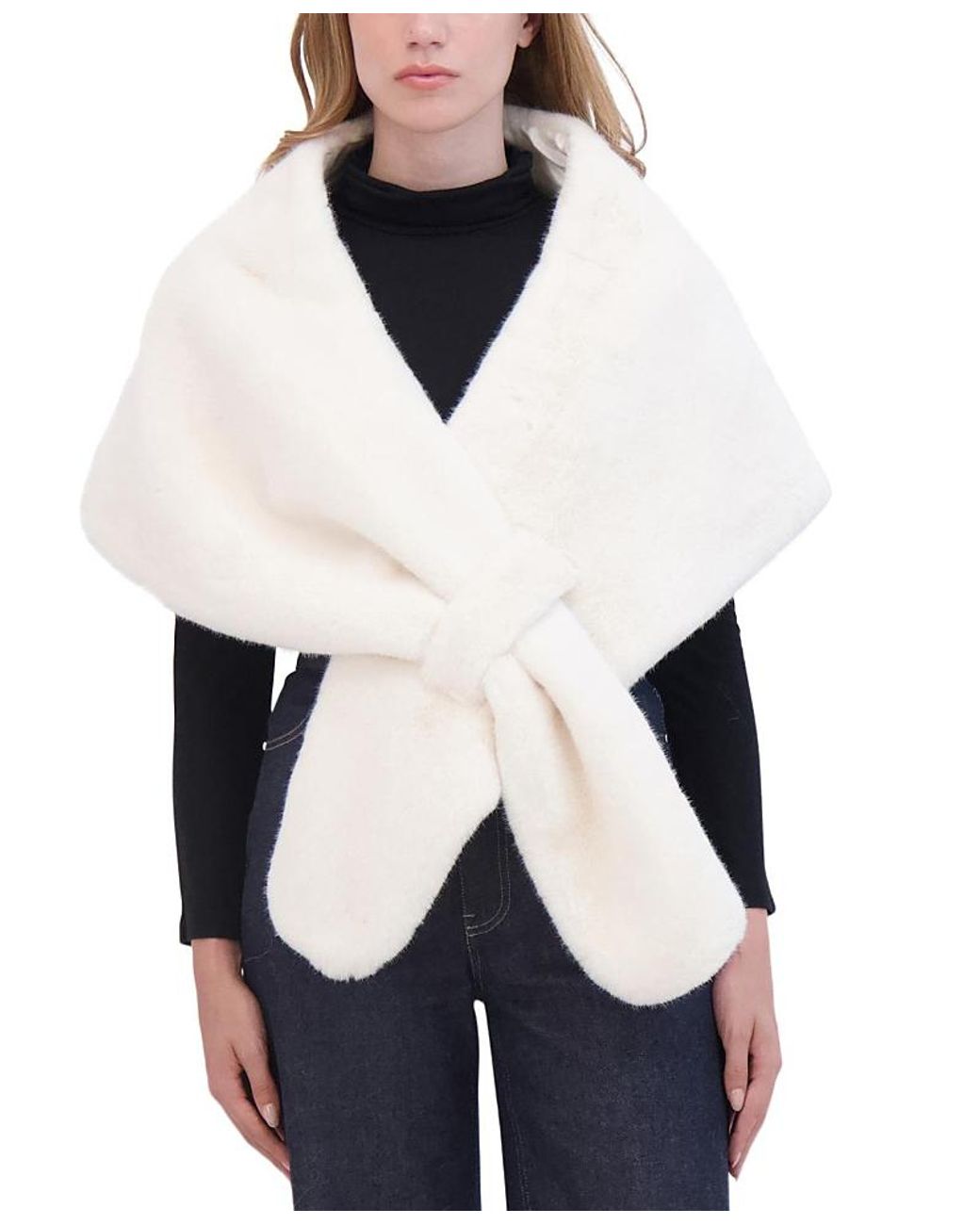 Lyla Grant Faux Fur Mink Stole in White | Lyst