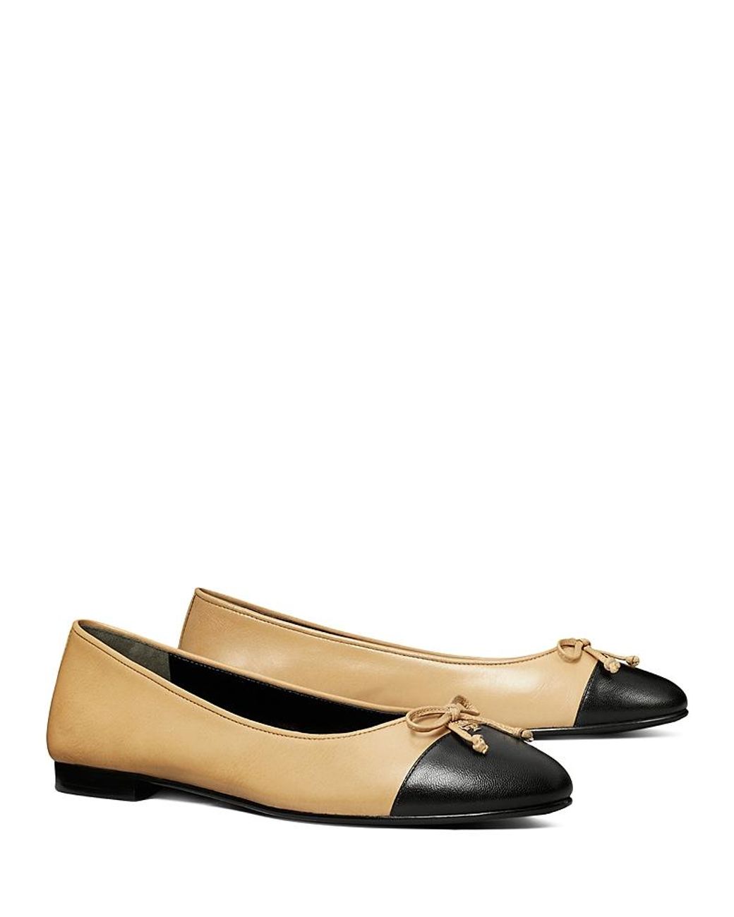 Tory Burch Bow Logo Slip On Ballet Flats in Natural | Lyst