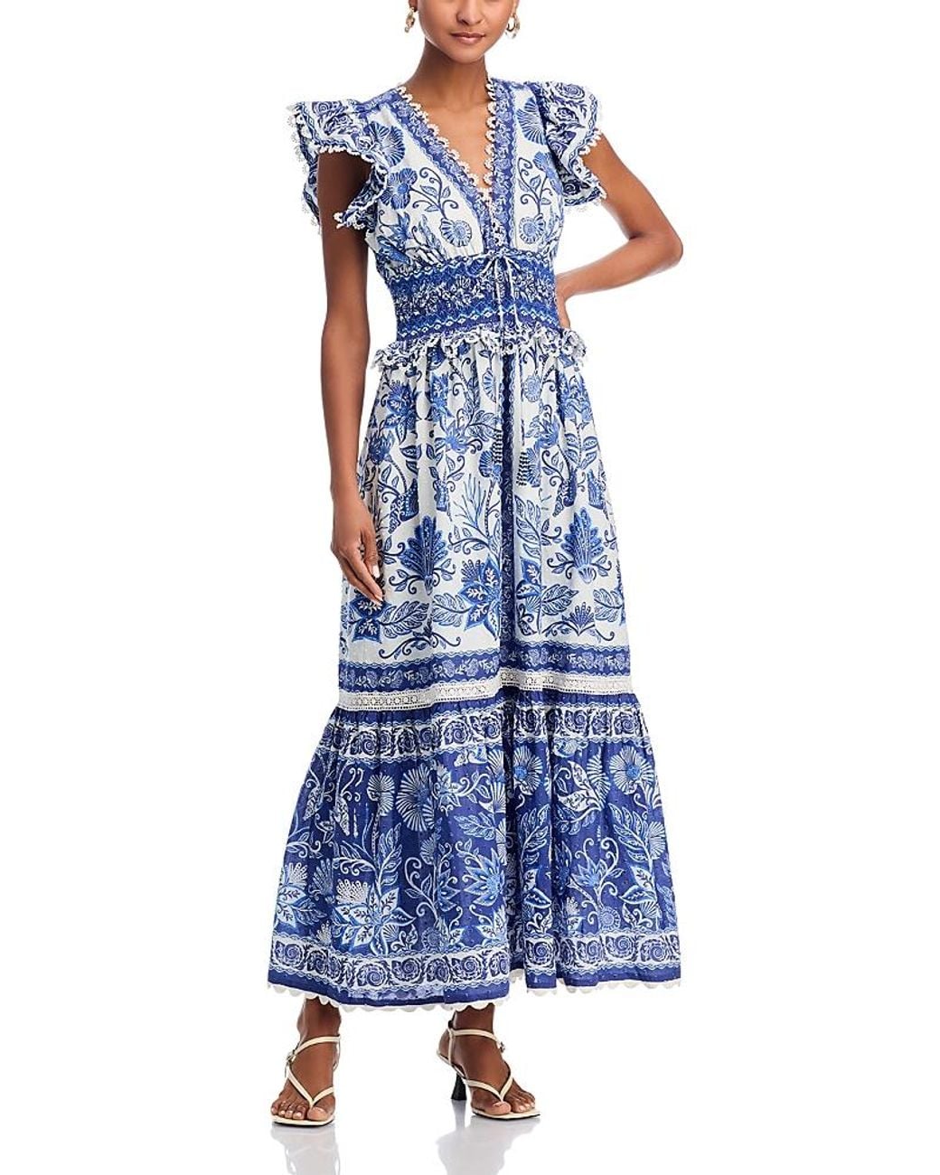 FARM Rio Shell Garden Maxi Dress in Blue | Lyst