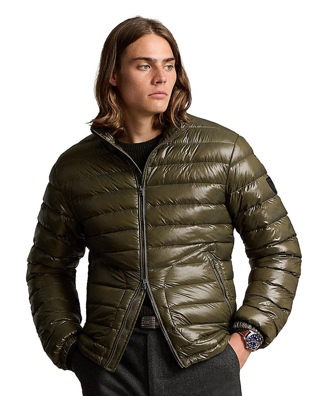 Polo Ralph Lauren Glossy Quilted Jacket in Green for Men | Lyst