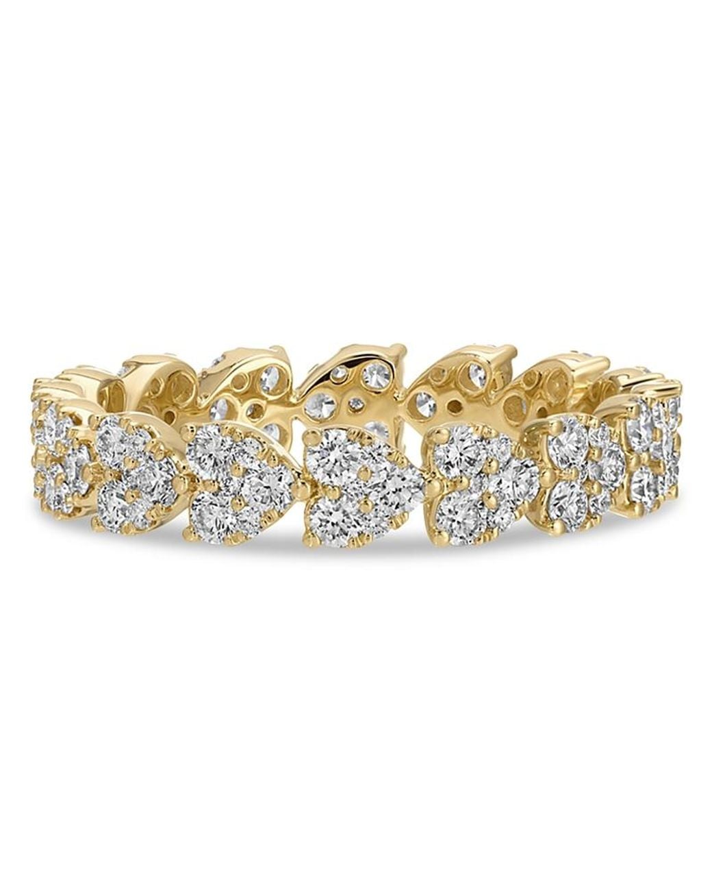 EF Collection 14K Diamond Heart Cluster Eternity Band in Metallic | Lyst