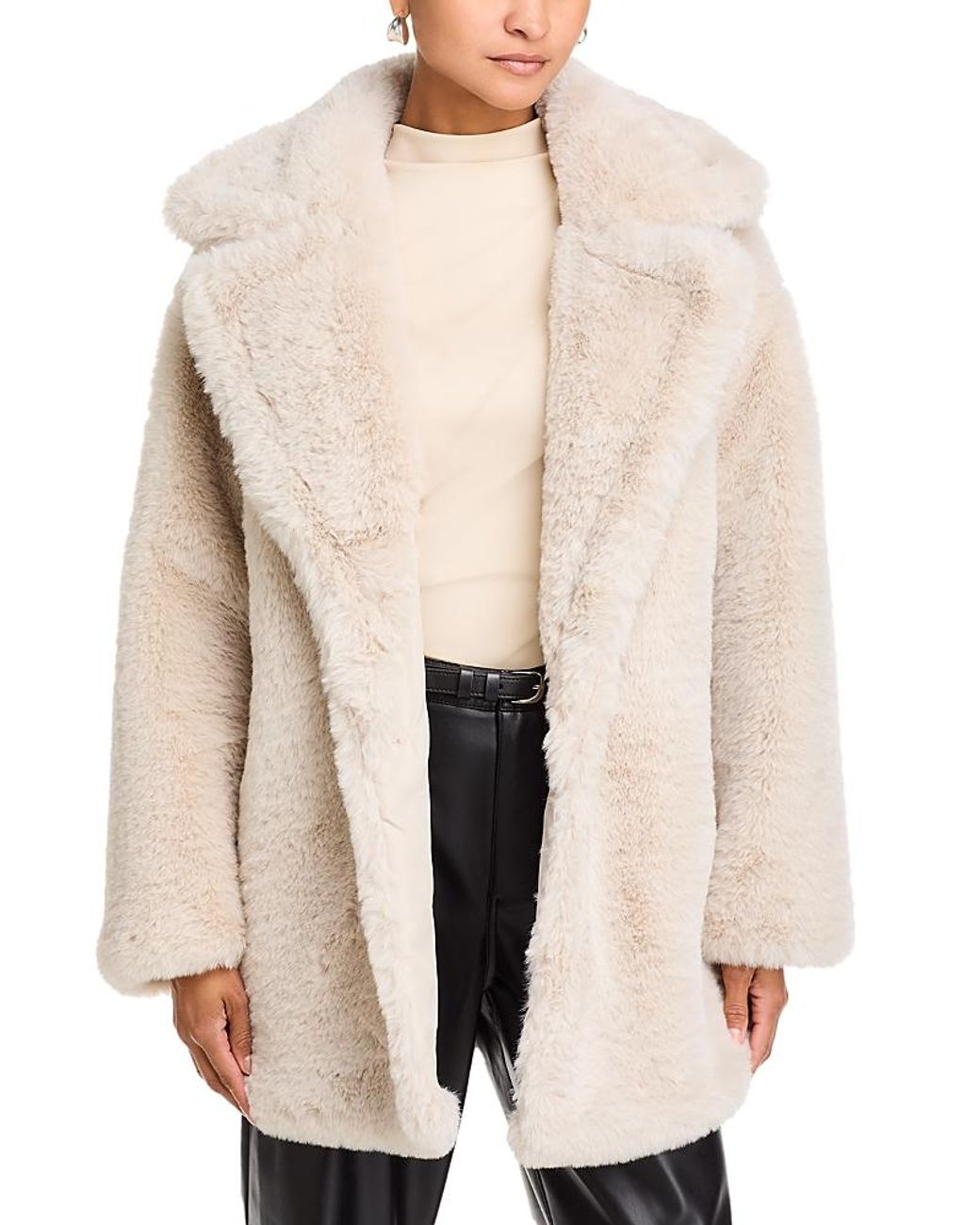 Steve Madden Snow Faux Fur Coat in Natural | Lyst