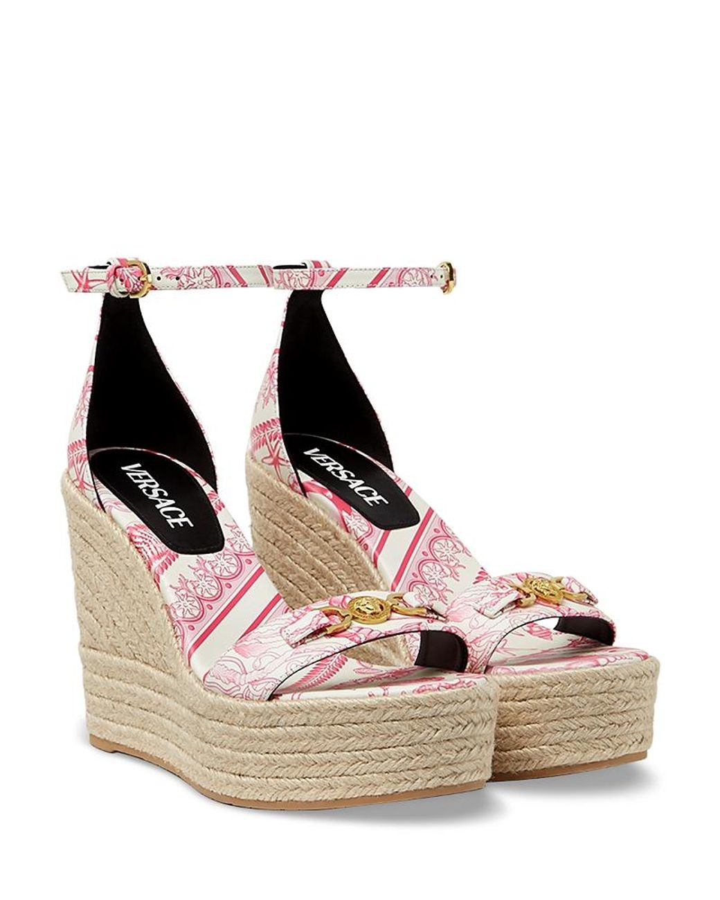 Versace Medusa '95 Wedge Sandals in Natural | Lyst