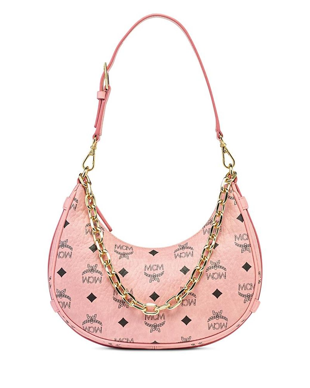 MCM Aren Visetos Hobo Shoulder Bag in Pink | Lyst