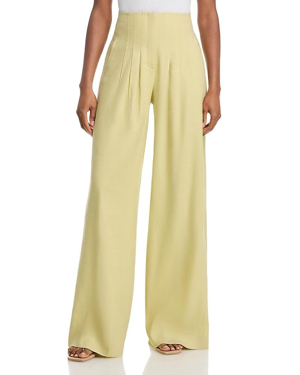 Veronica Beard Hoyt Wide Leg Pants in Yellow | Lyst