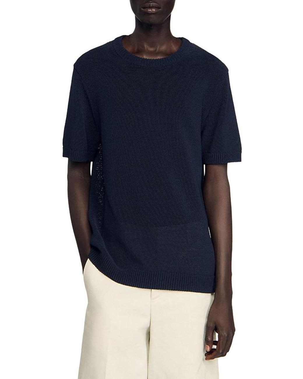 Sandro Regular Fit Lightweight Fine Knit Tee in Blue for Men | Lyst