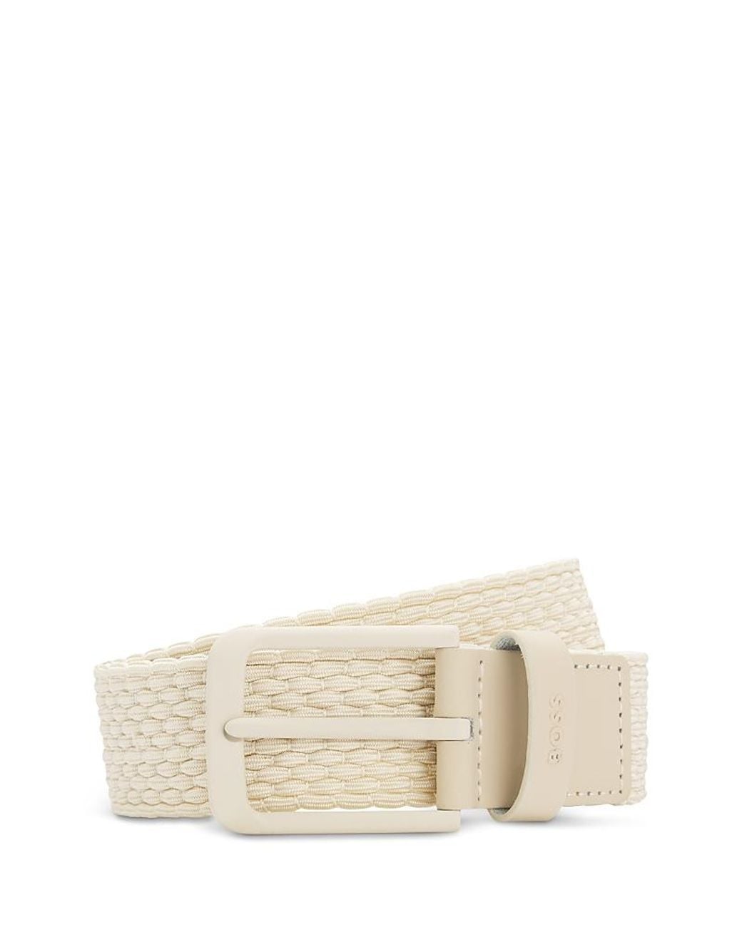 BOSS Vern Stretch Woven Belt in Natural for Men | Lyst