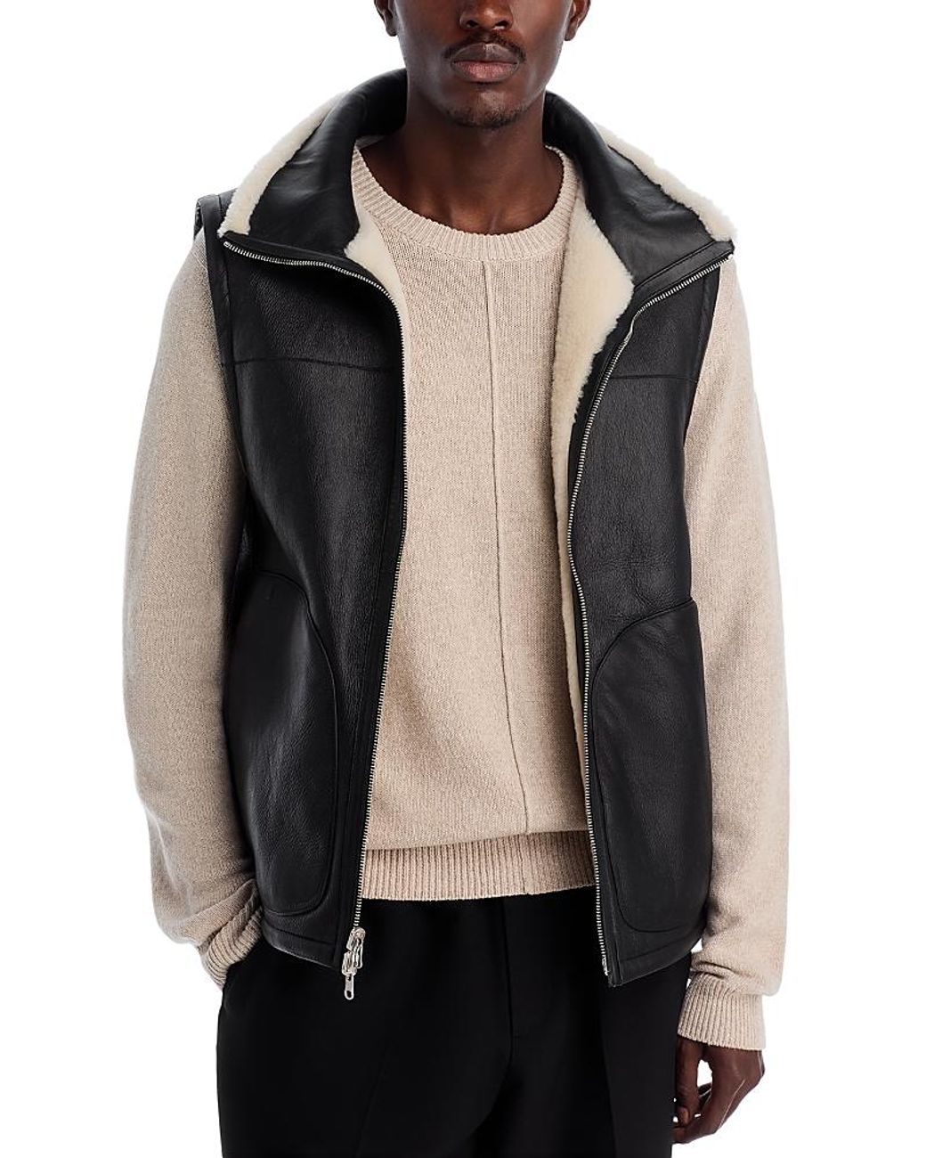 Helmut Lang Relaxed Fit Shearling Vest in Black for Men | Lyst