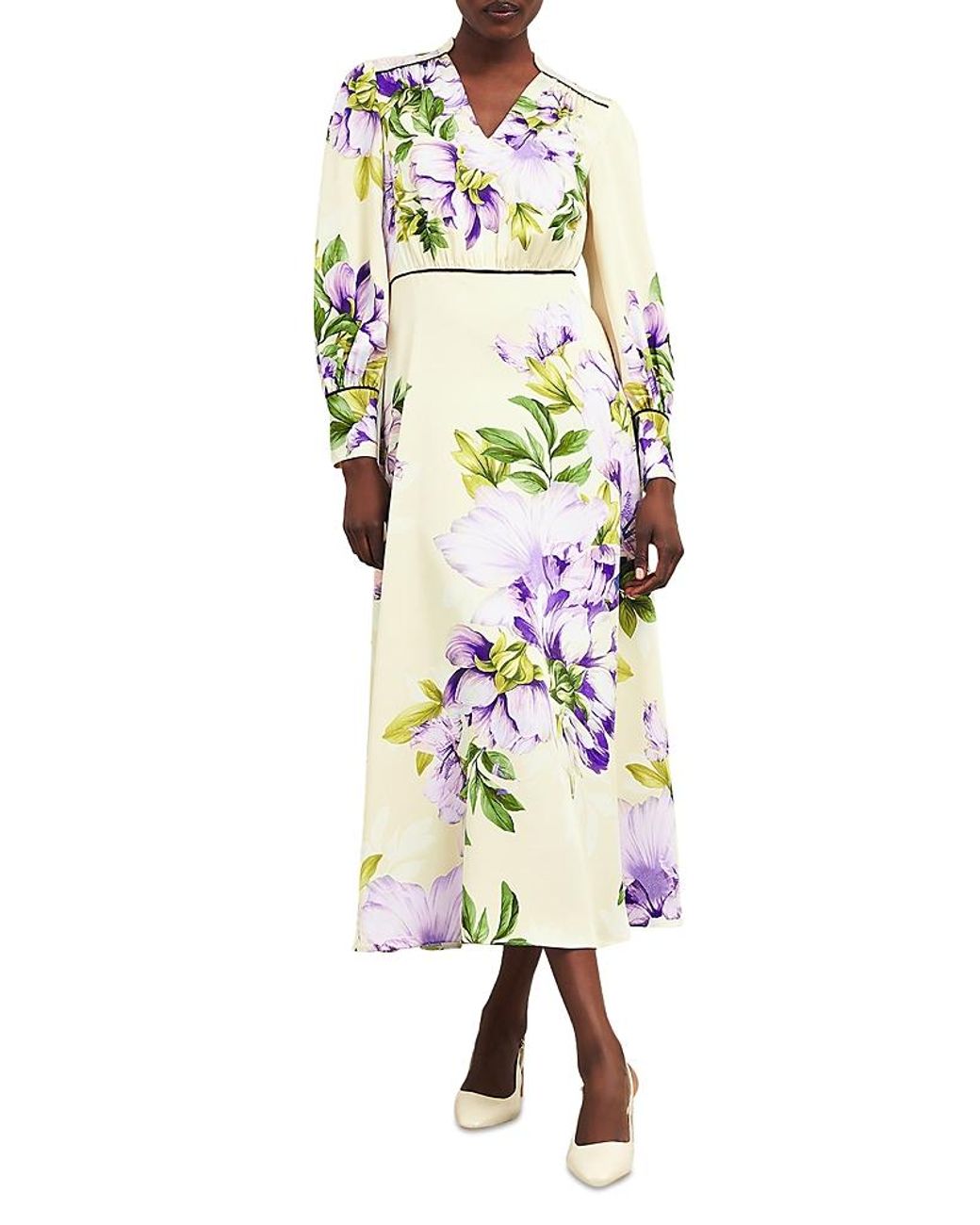Hobbs Hidcote Floral Print Midi Dress in Metallic | Lyst