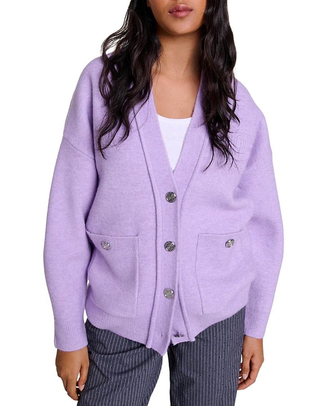 Maje Mycollego Cardigan in Purple | Lyst